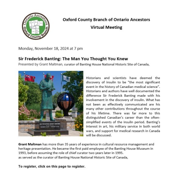 Oxford County Branch of Ontario Ancestors – "To encourage, bring ...
