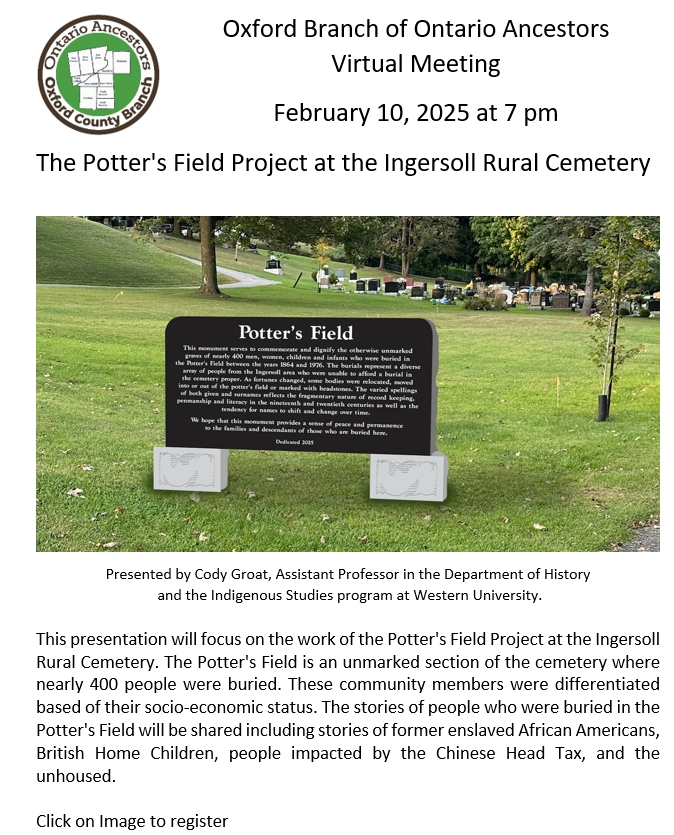 Oxford County Branch of Ontario Ancestors – "To encourage, bring ...